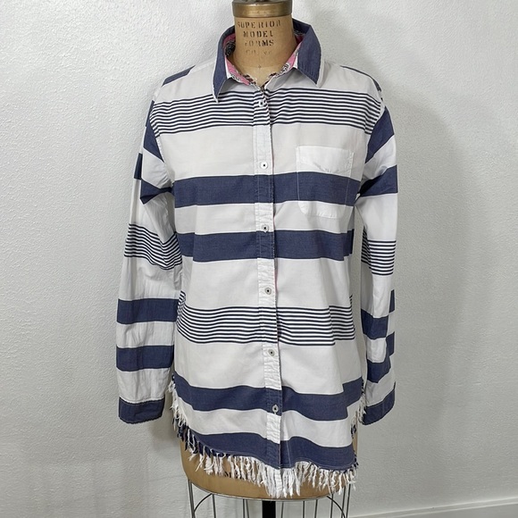 Tizzie | Tops | Tizzie Blue And White Striped Button Down Blouse With ...